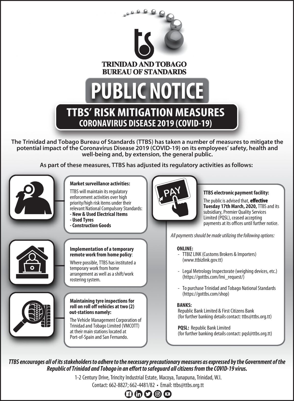 TTBS’ Risk Mitigation Measures – Coronavirus Disease 2019 (COVID-19) | TTBS