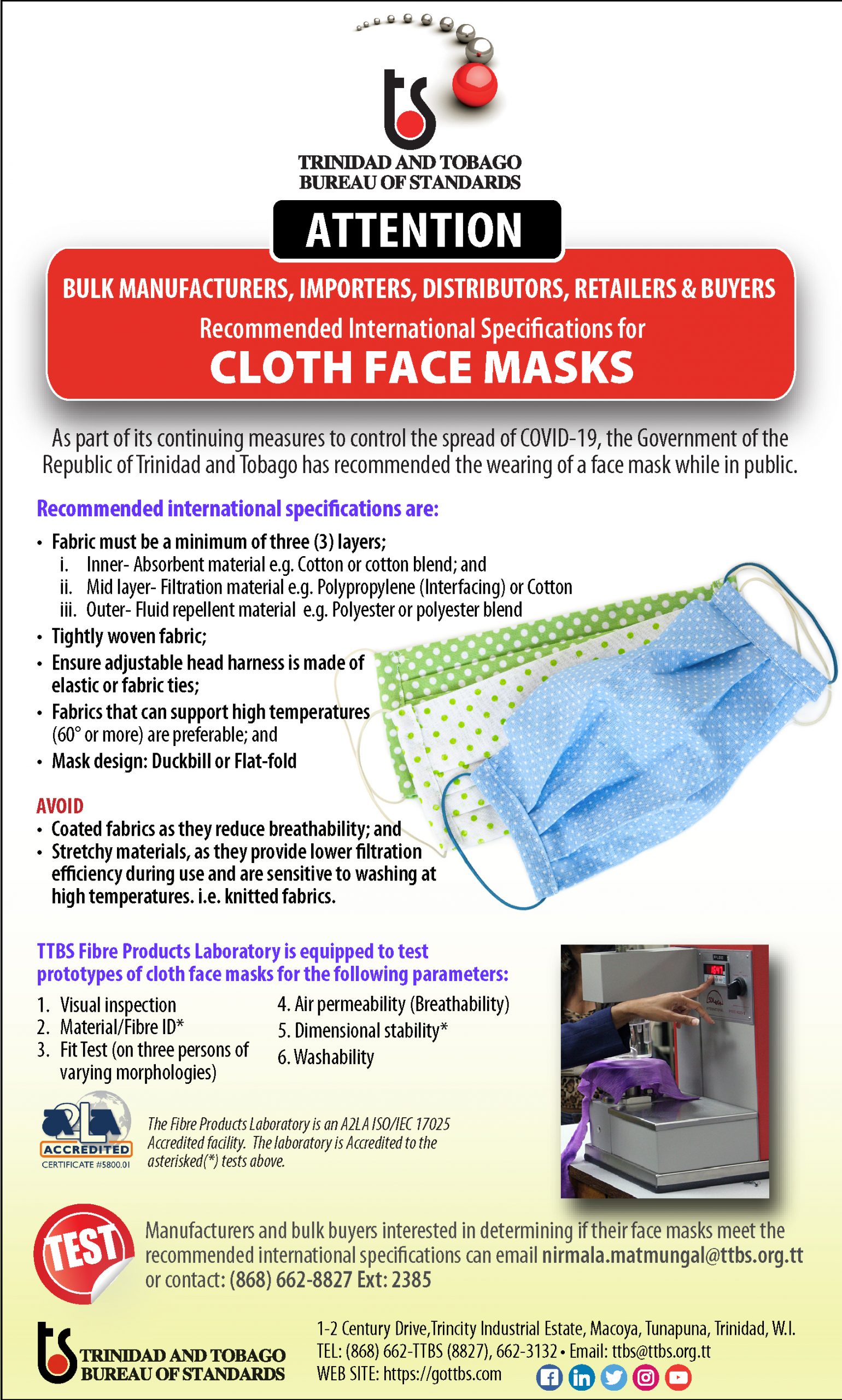 Recommended International Specifications for Cloth Face Masks | TTBS