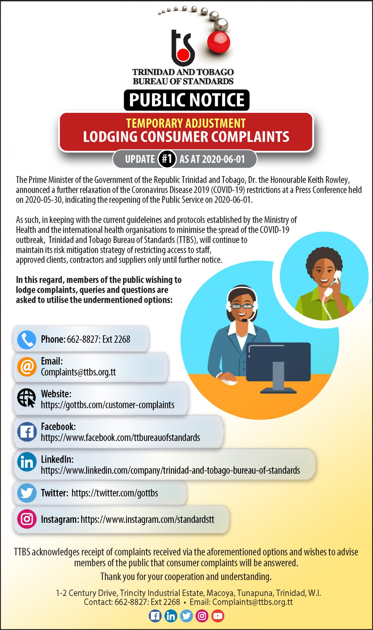 Temporary Adjustment to Lodging of Consumer Complaints – Update #1 | TTBS
