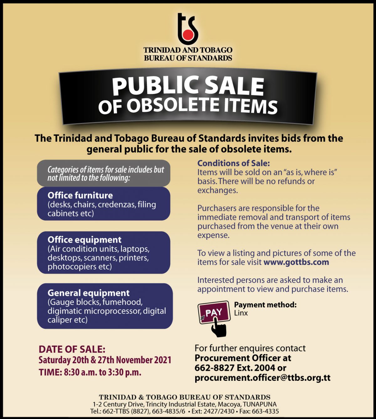 Public Sale of Obsolete Items | TTBS