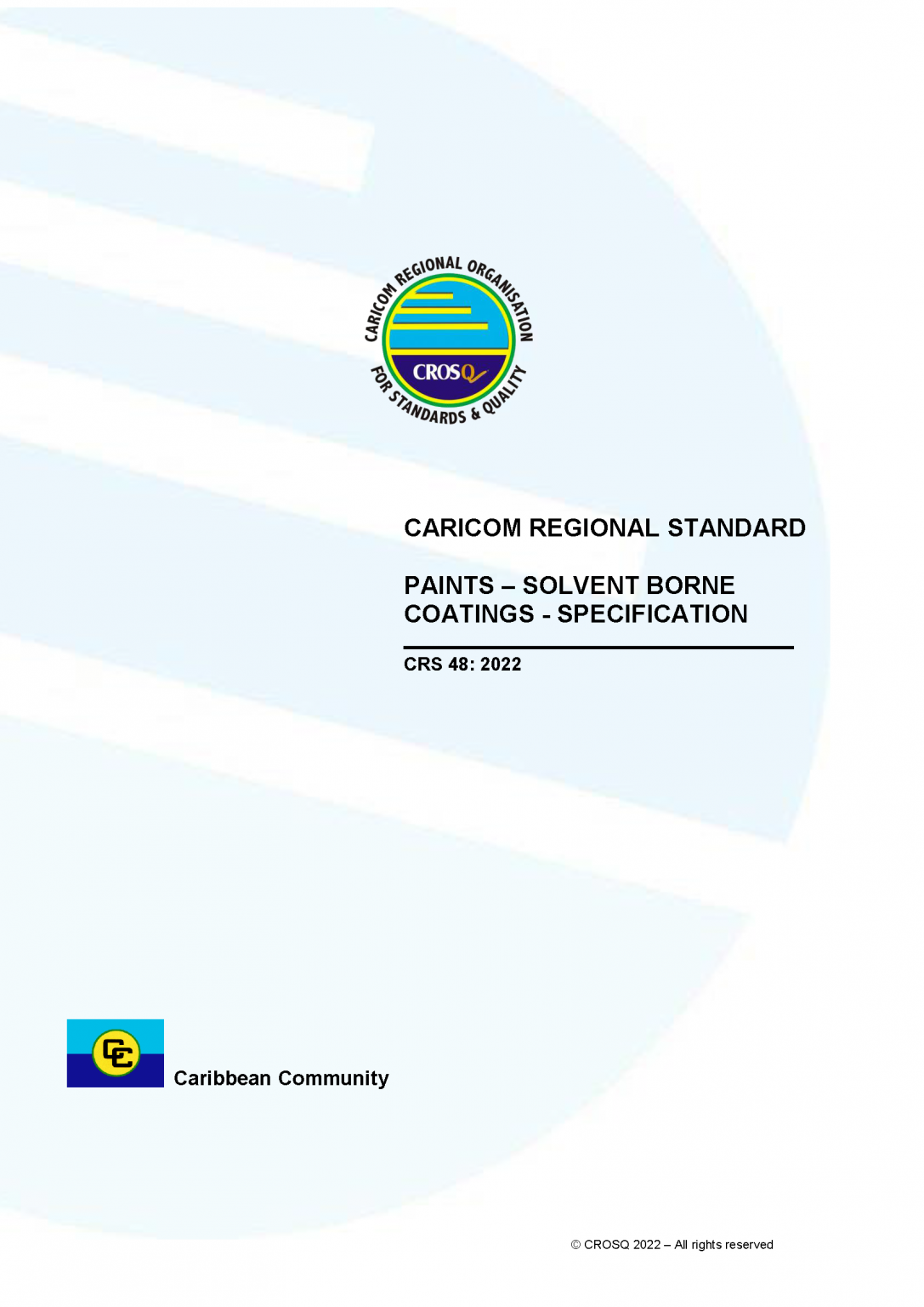 CRS 48:2022, Paints Solvent-Borne Coatings – Specification | TTBS