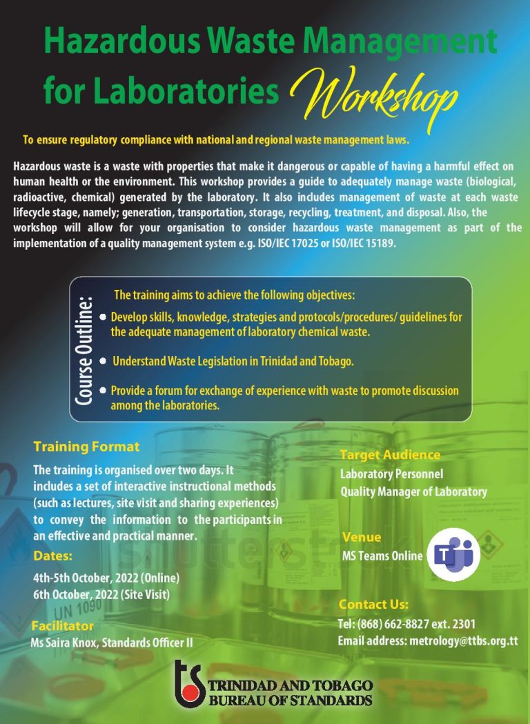 Hazardous Waste Management for Laboratories Workshop | TTBS