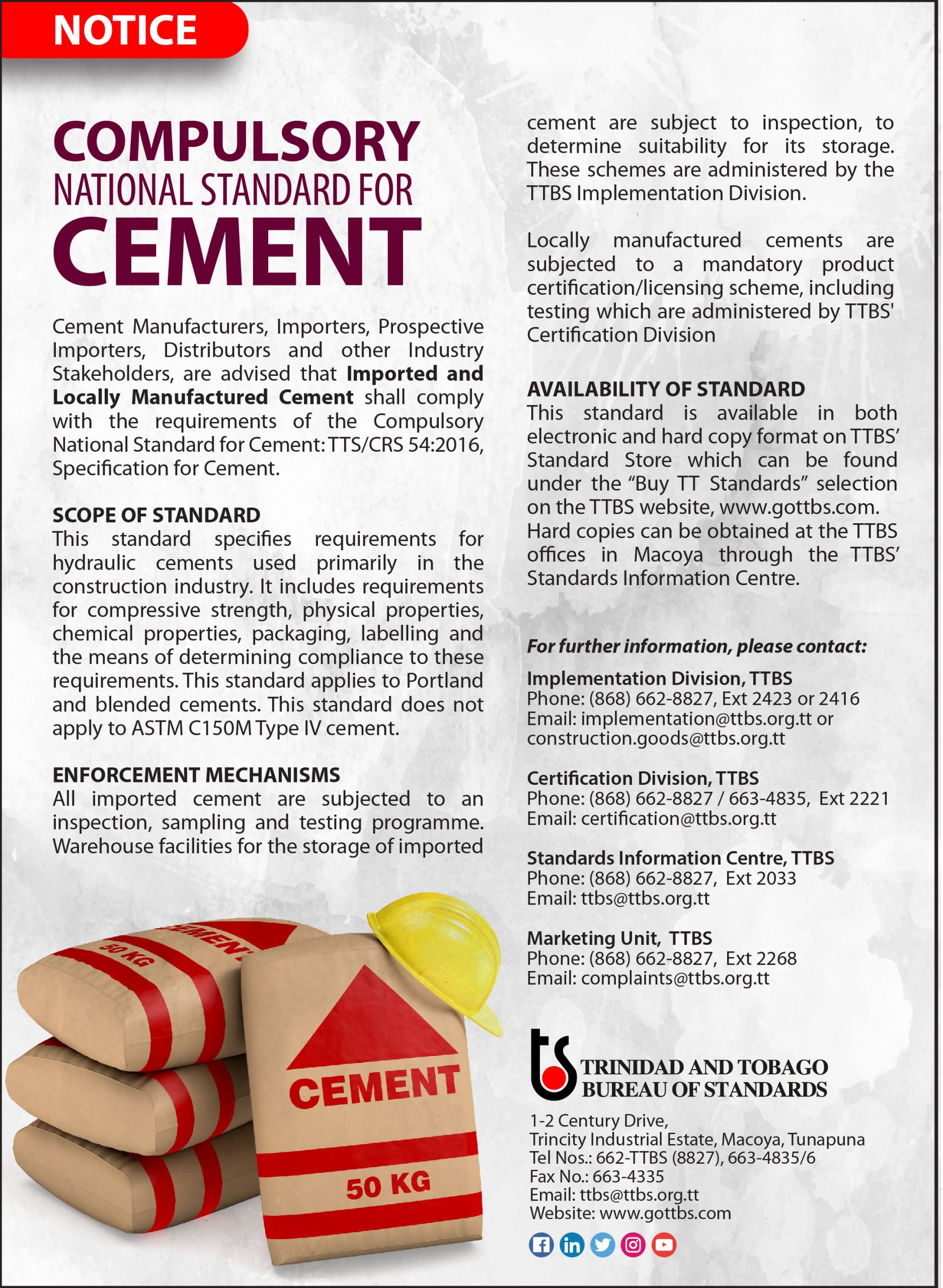 Compulsory National Standards For Cement | TTBS