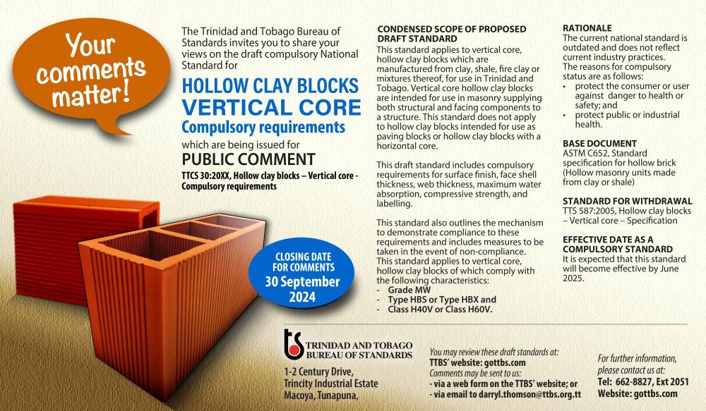 FOR PUBLIC COMMENT: DRAFT TRINIDAD AND TOBAGO COMPULSORY STANDARD ...